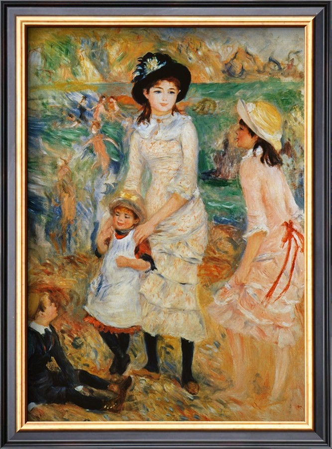 Children on the Seashore, Guernsey - Pierre Auguste Renoir Painting ...