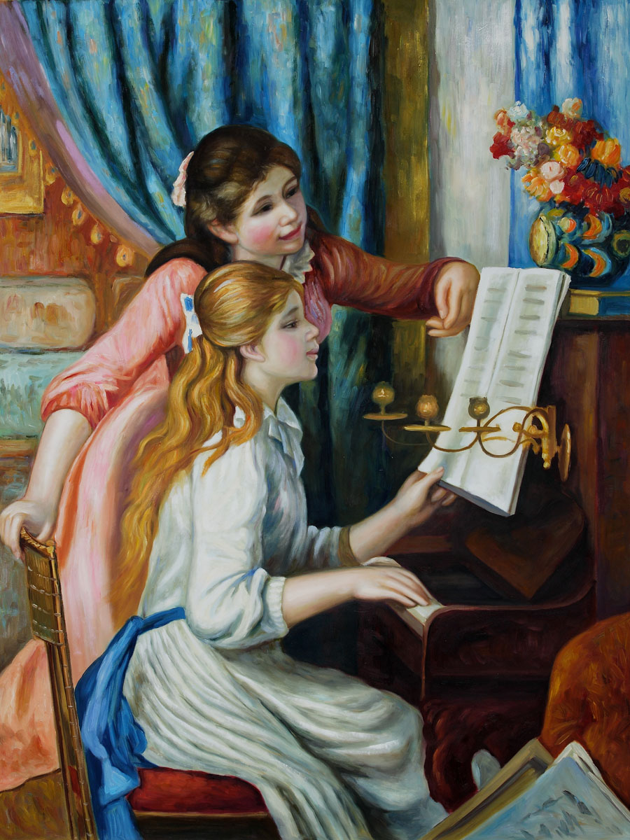 Young Girls at The Piano - Pierre Auguste Renoir Painting ...